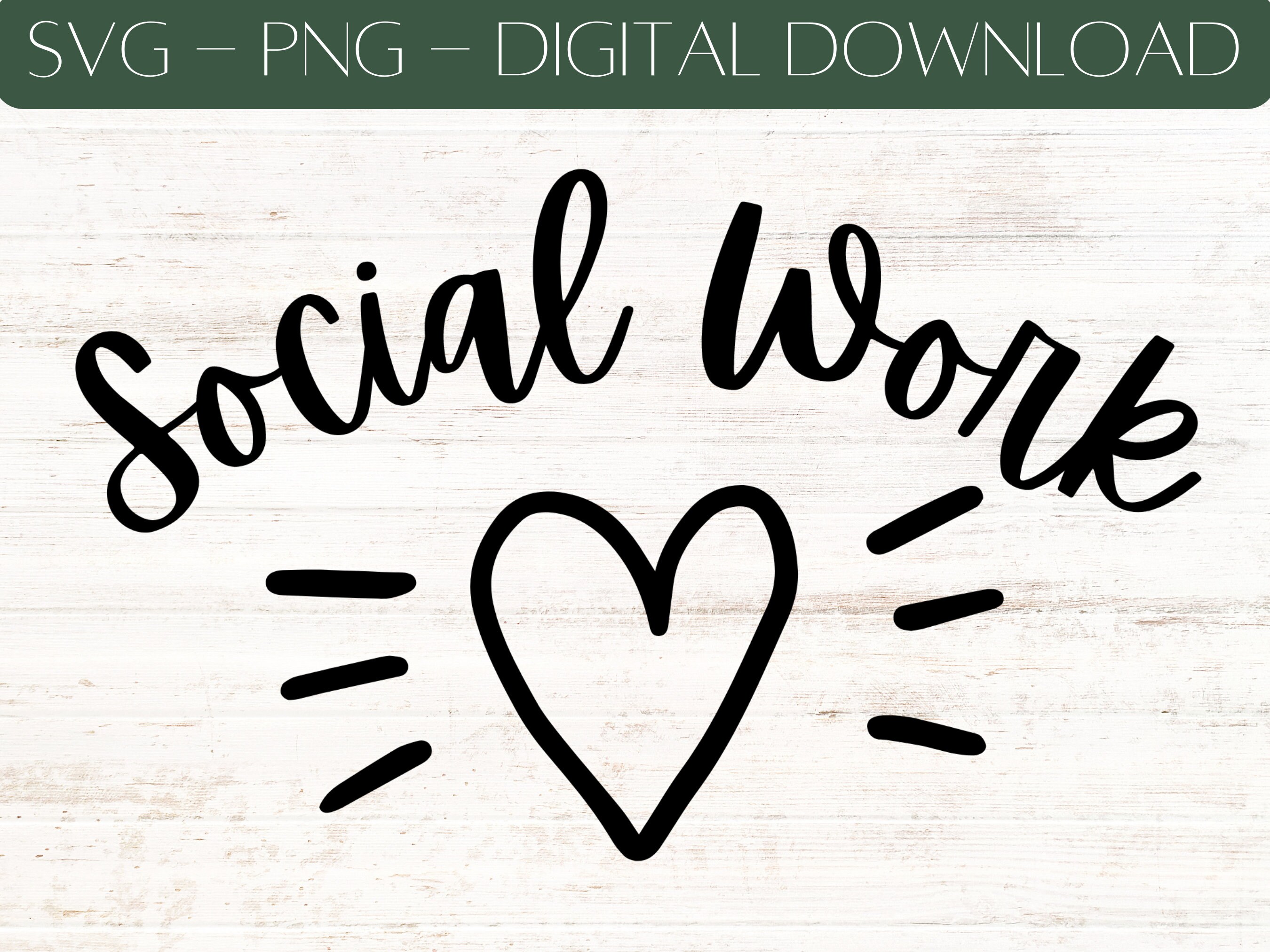 Social Work Calligraphy Heart SVG PNG Cut File Vector for Cricut, Clip ...