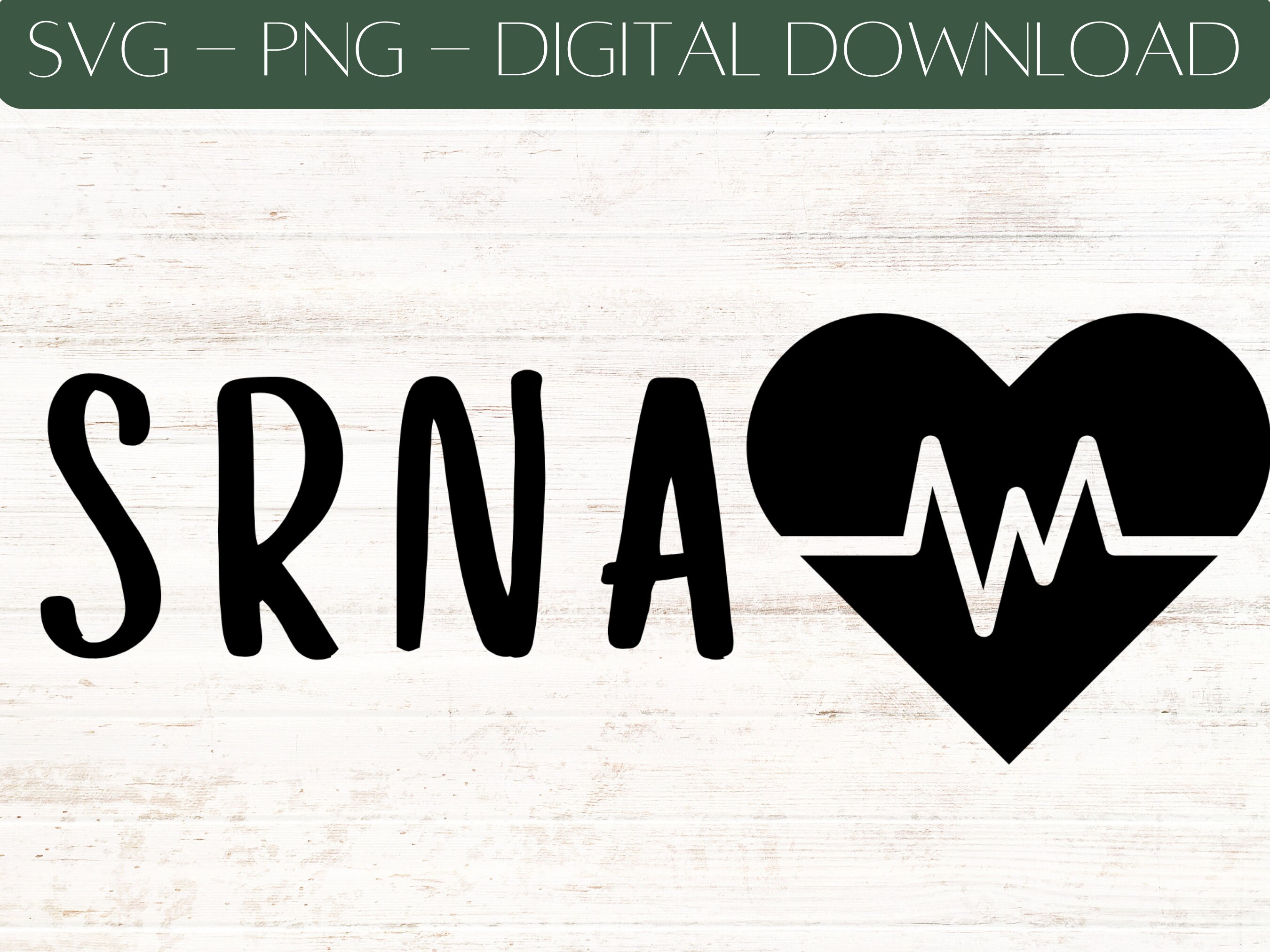 SRNA ECG Heart Simple Nurse Anesthetist Student SVG Png Cut File Vector ...