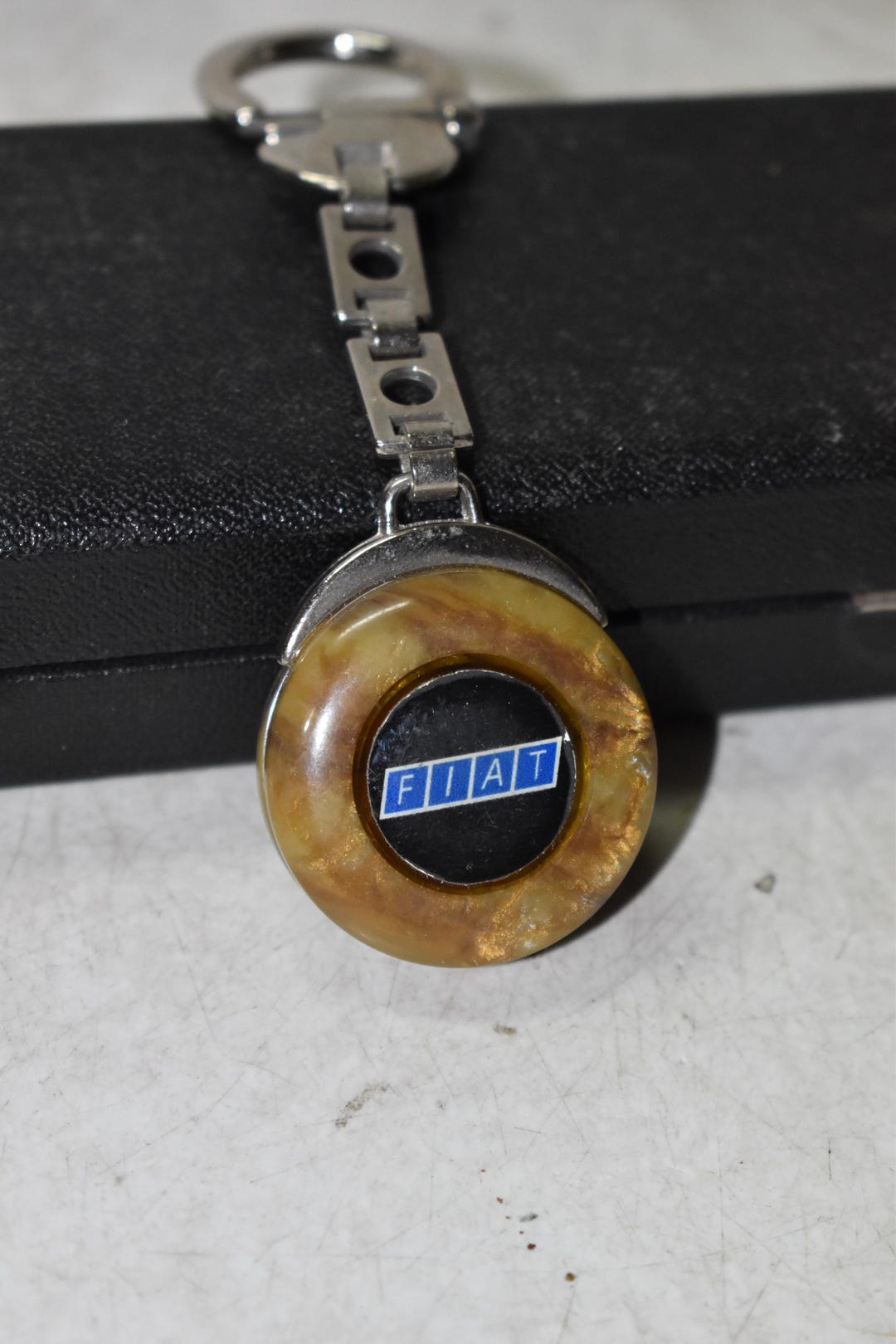 Vintage Fiat Logo Keychain – Bakelite Swirl Design With Metal Chain ...