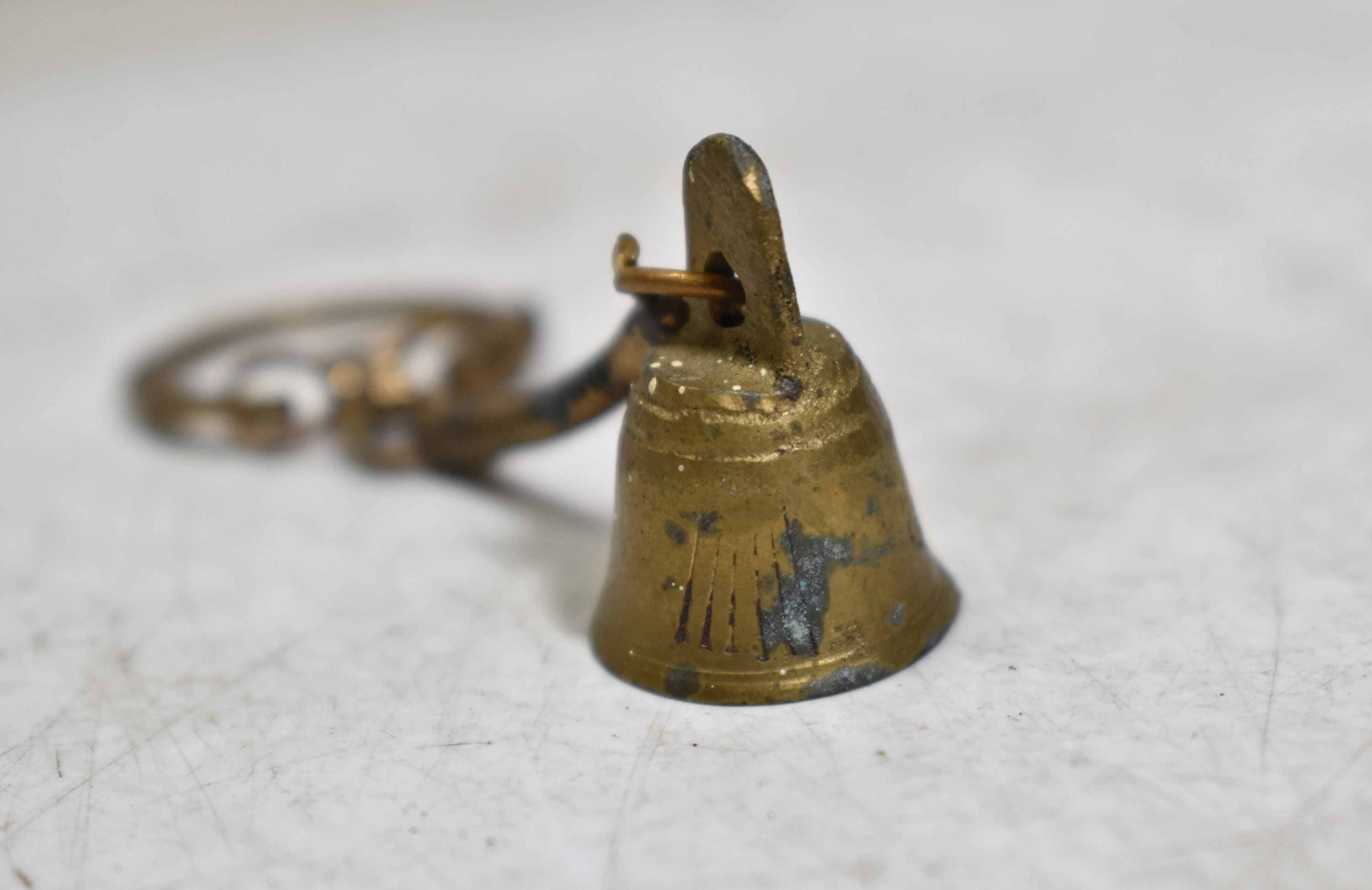 Vintage Collectible Mini Bell Shape Bronze Key Chain-key Chain,bell ...