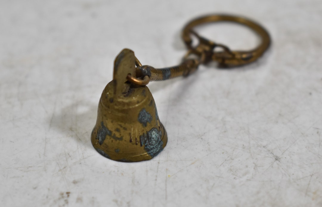 Vintage Collectible Mini Bell Shape Bronze Key Chain-key Chain,bell ...