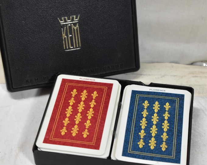 Vintage KEM Plastic Playing Cards – Florence Red & Blue Double Deck Set ...