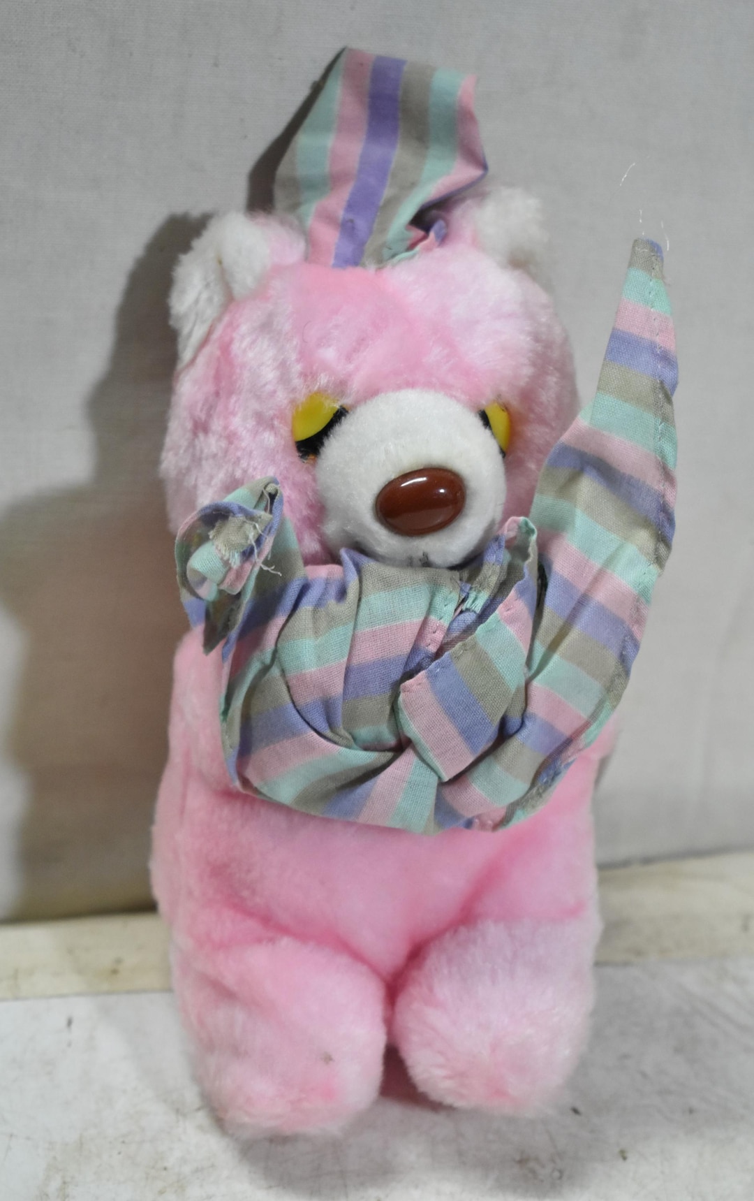 Vintage Dan Brecher Pink Bear Praying Sleepwear Night Plush Stuffed ...