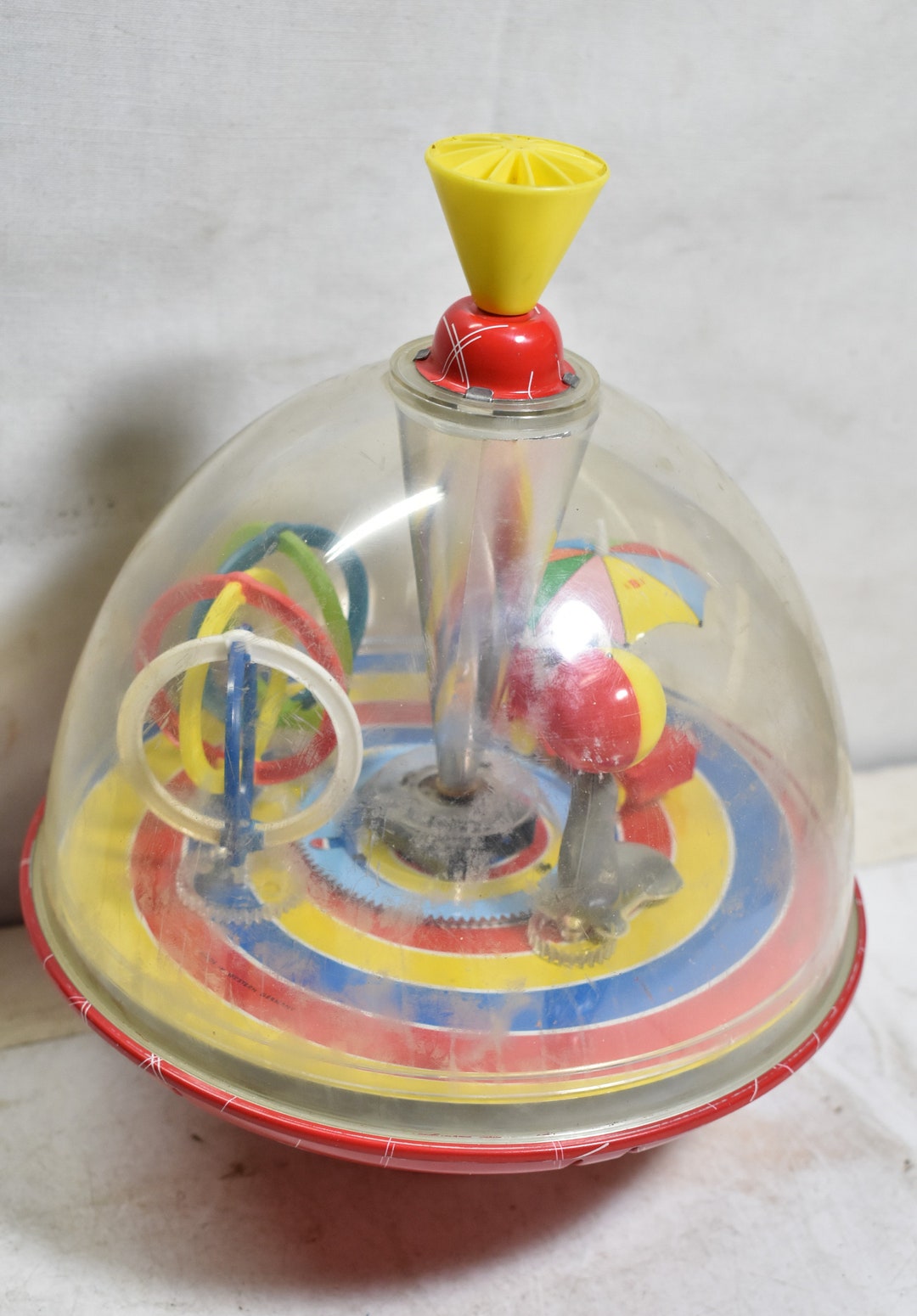Vintage Collectible LBZ Toy Spinning Top Globe Circus Theme Tin Works 9 ...
