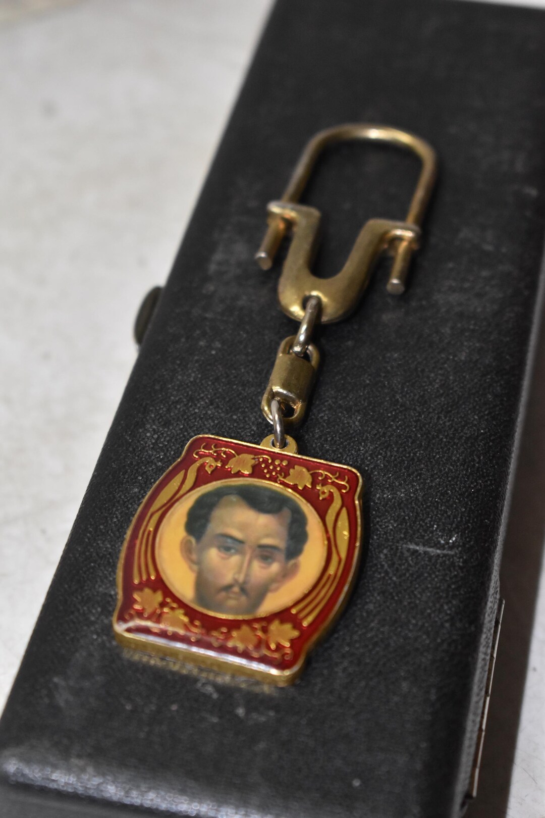 Vintage Greek Orthodox Icon Keychain – Brass With Religious Inscription ...