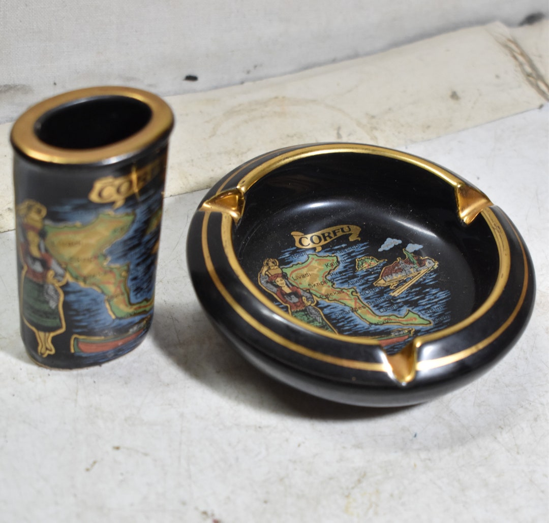 Vintage Collectible Greece Greek Tobacco Cigarette Lighter Case W ...