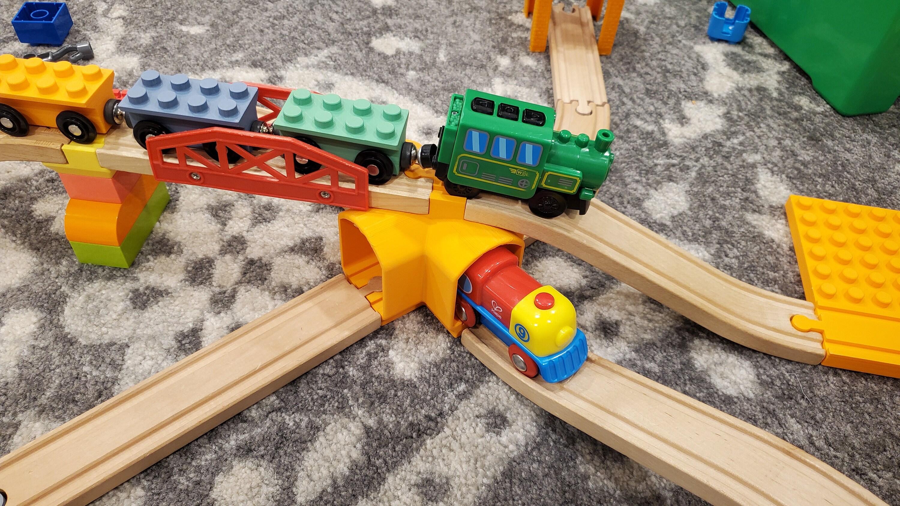 4 Way Track Tunnel for Wooden Trains Accessories, Optional Tower ...