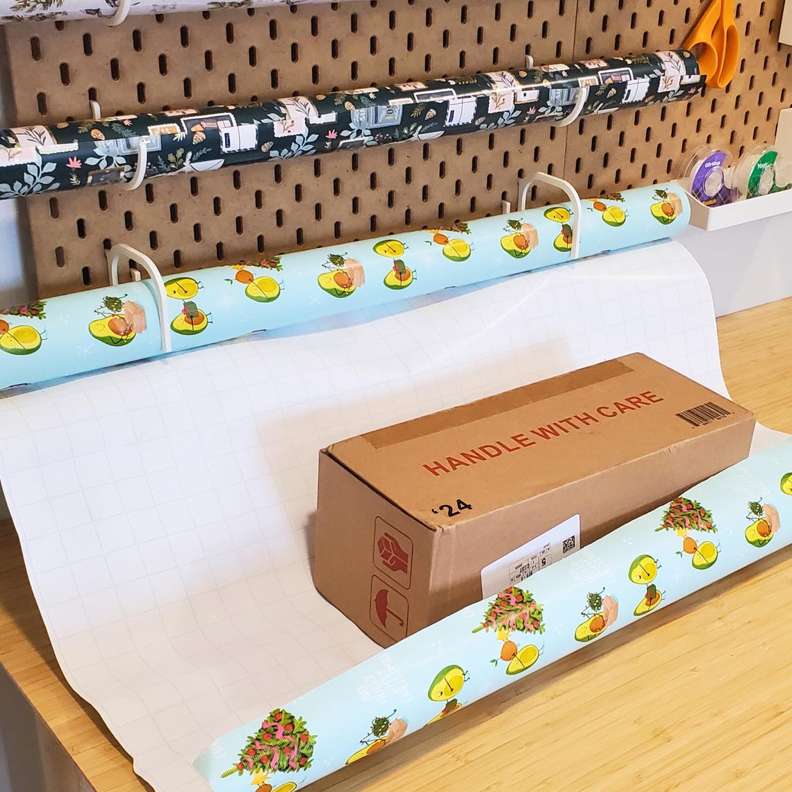 Gift Wrap Dispenser Hooks, Paper Roll Storage, SKADIS or 1/4" Pegboard ...