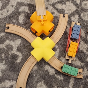 4 Way Track Tunnel for Wooden Trains Accessories, Optional Tower ...