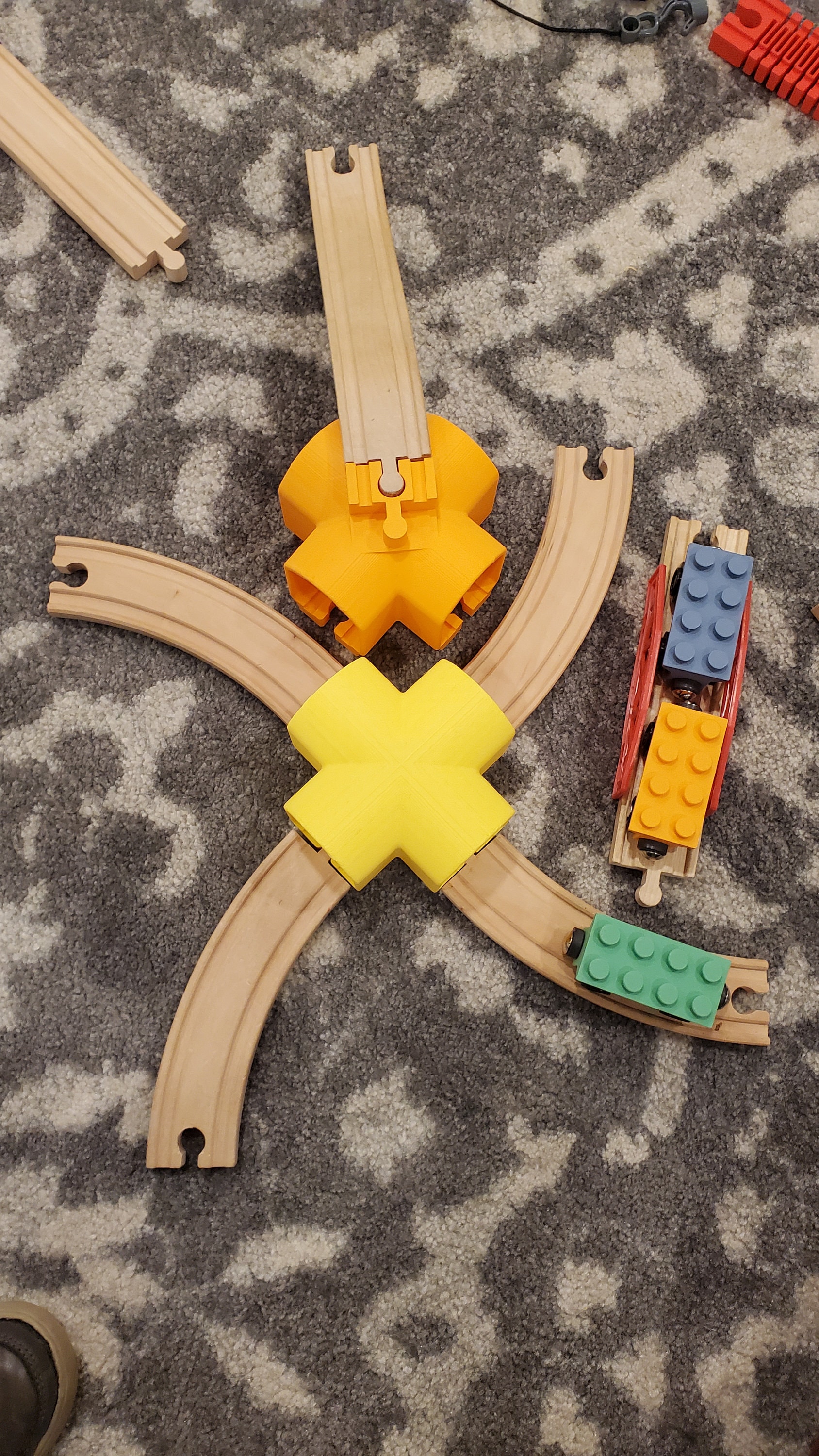 4 Way Track Tunnel for Wooden Trains Accessories, Optional Tower ...