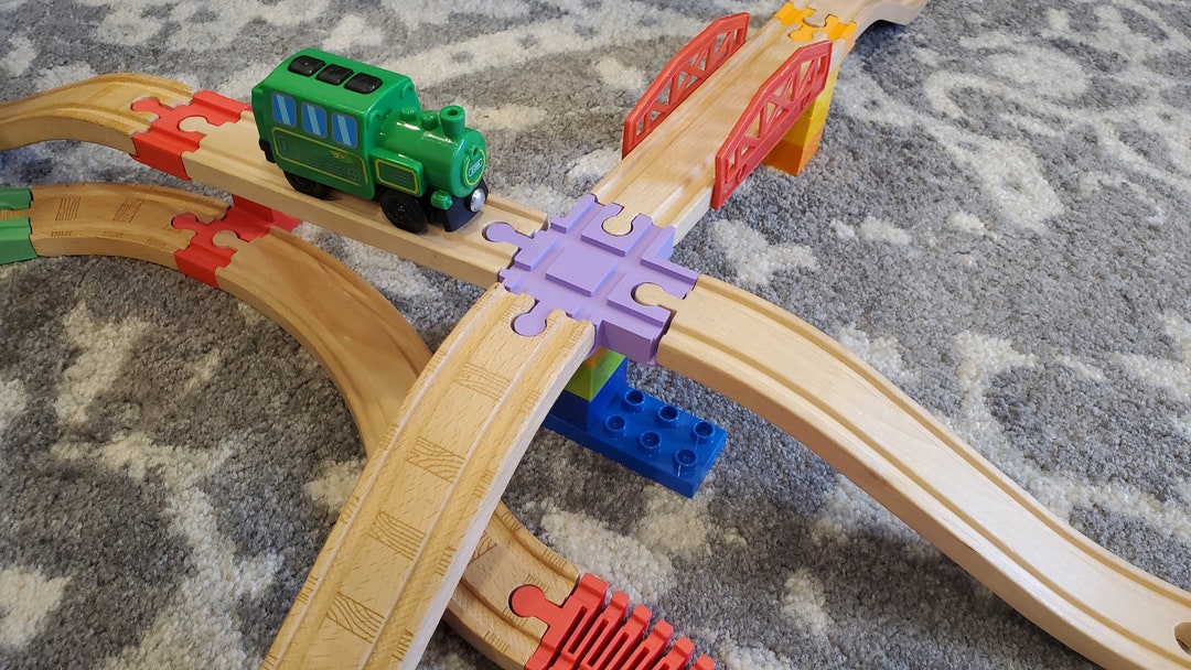 4way Duplo Riser Train Station, Compatible With Wooden Tracks, Brio ...