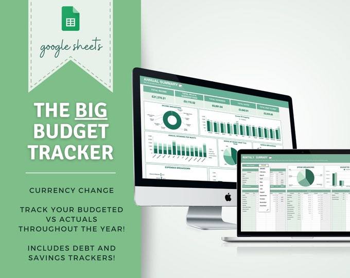 BIG BUDGET TRACKER | Budget Spreadsheet | Saving Tracker | Budget ...