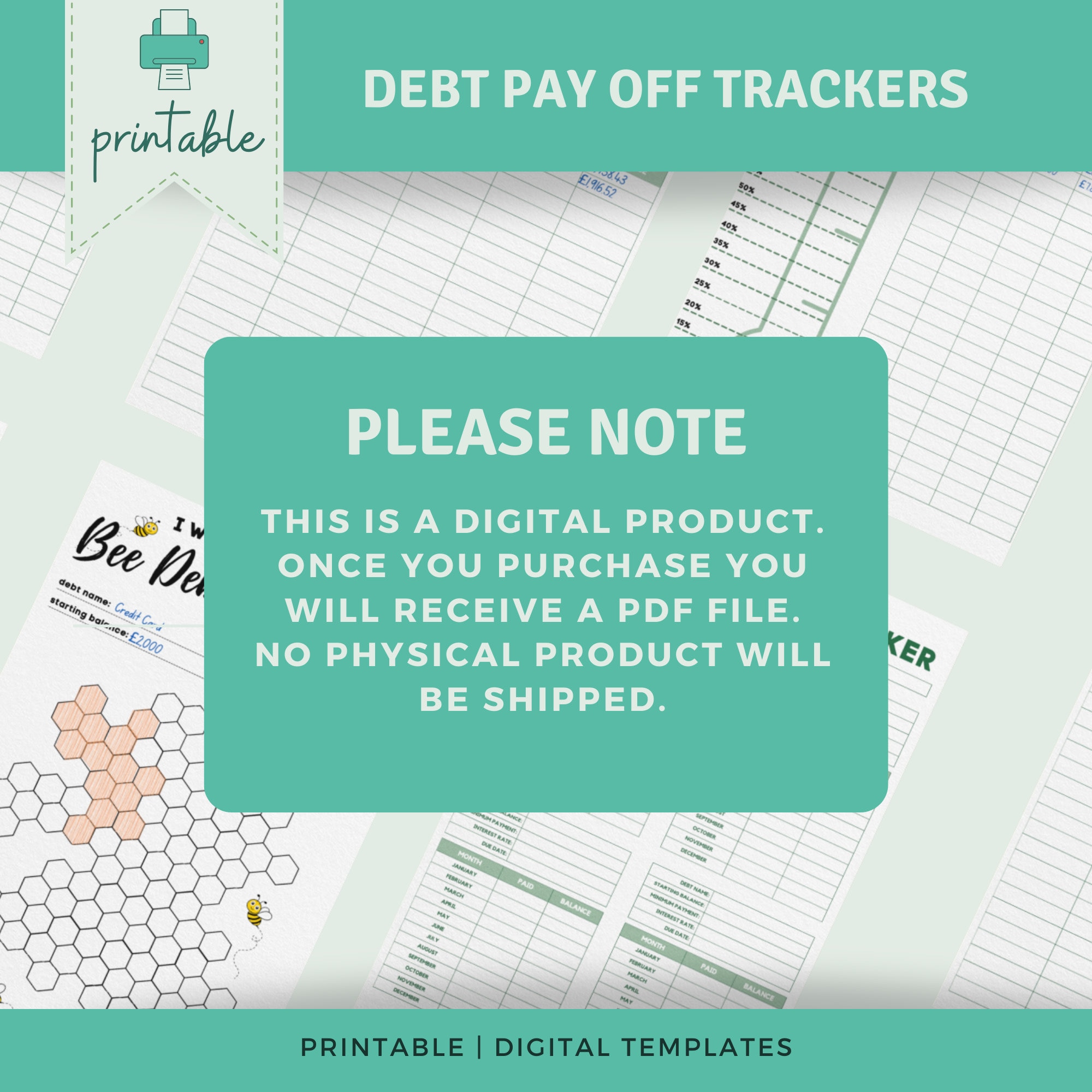 DEBT PAY OFF Tracker Printable Debt Pay off Trackers Bundle Debt ...