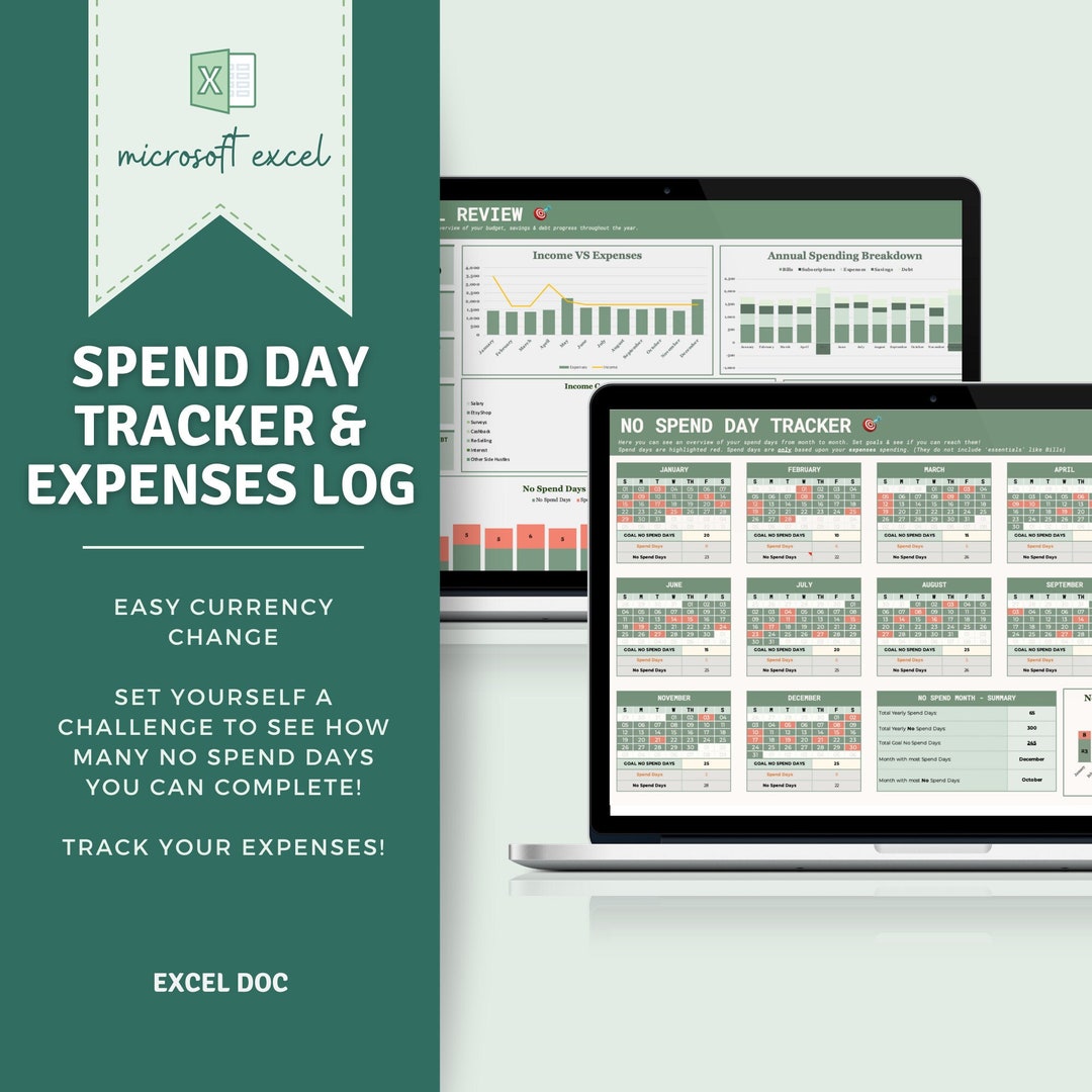 EXCEL SPEND DAY Tracker & Expenses Log | Spending Spreadsheet | No ...