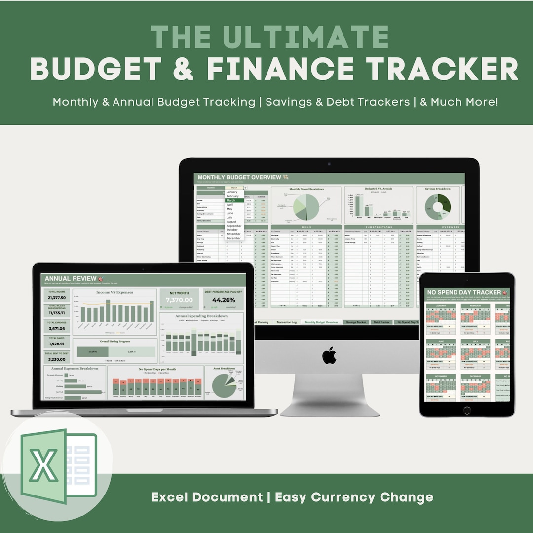EXCEL Ultimate BUDGET & FINANCE Tracker | Budget Spreadsheet | Saving ...