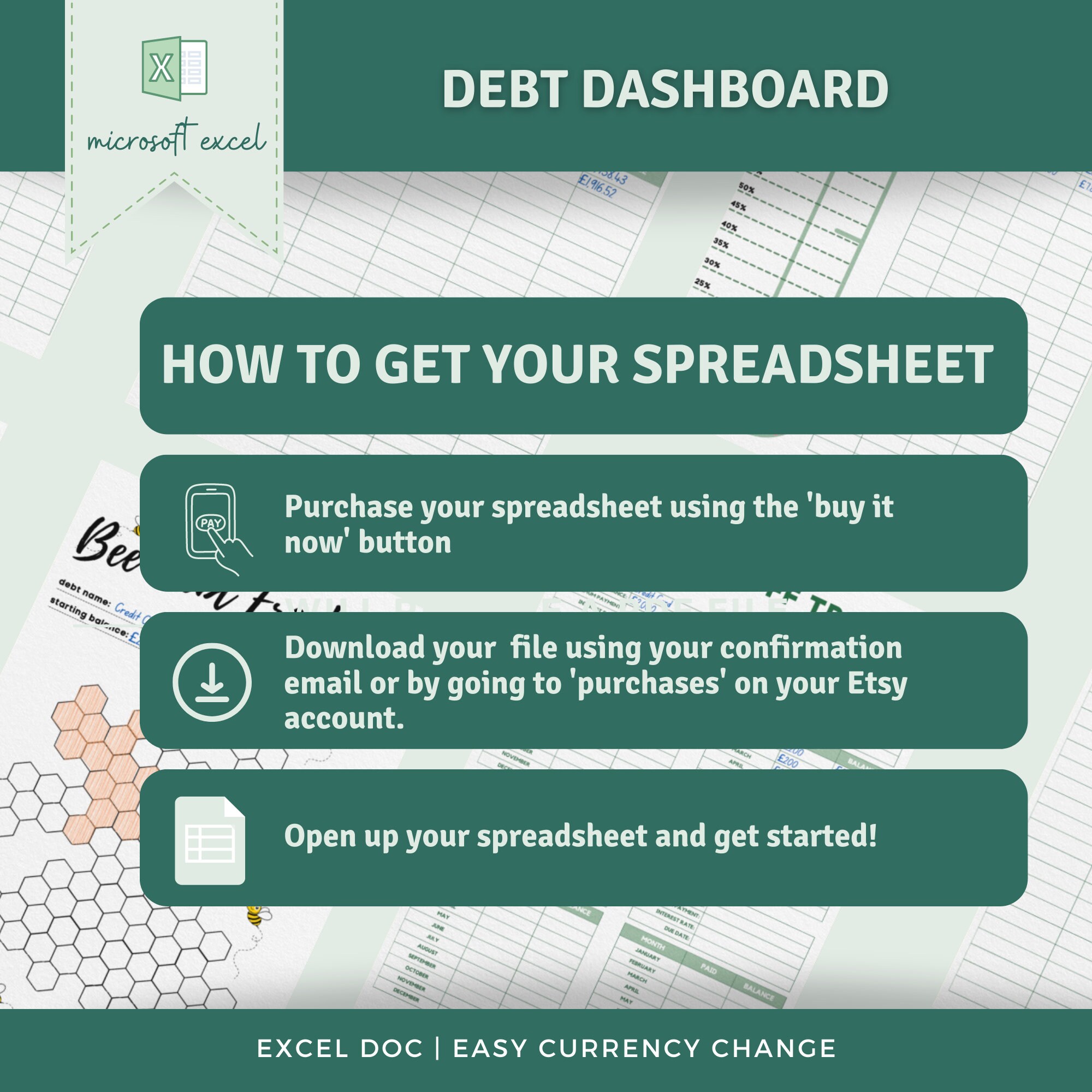 EXCEL DEBT DASHBOARD Debt Pay off Tracker Debt Snowball - Etsy