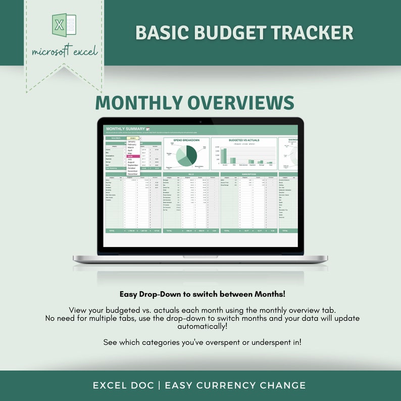 Excel BASIC BUDGET TRACKER | Budget Spreadsheet | Annual Budgeting ...