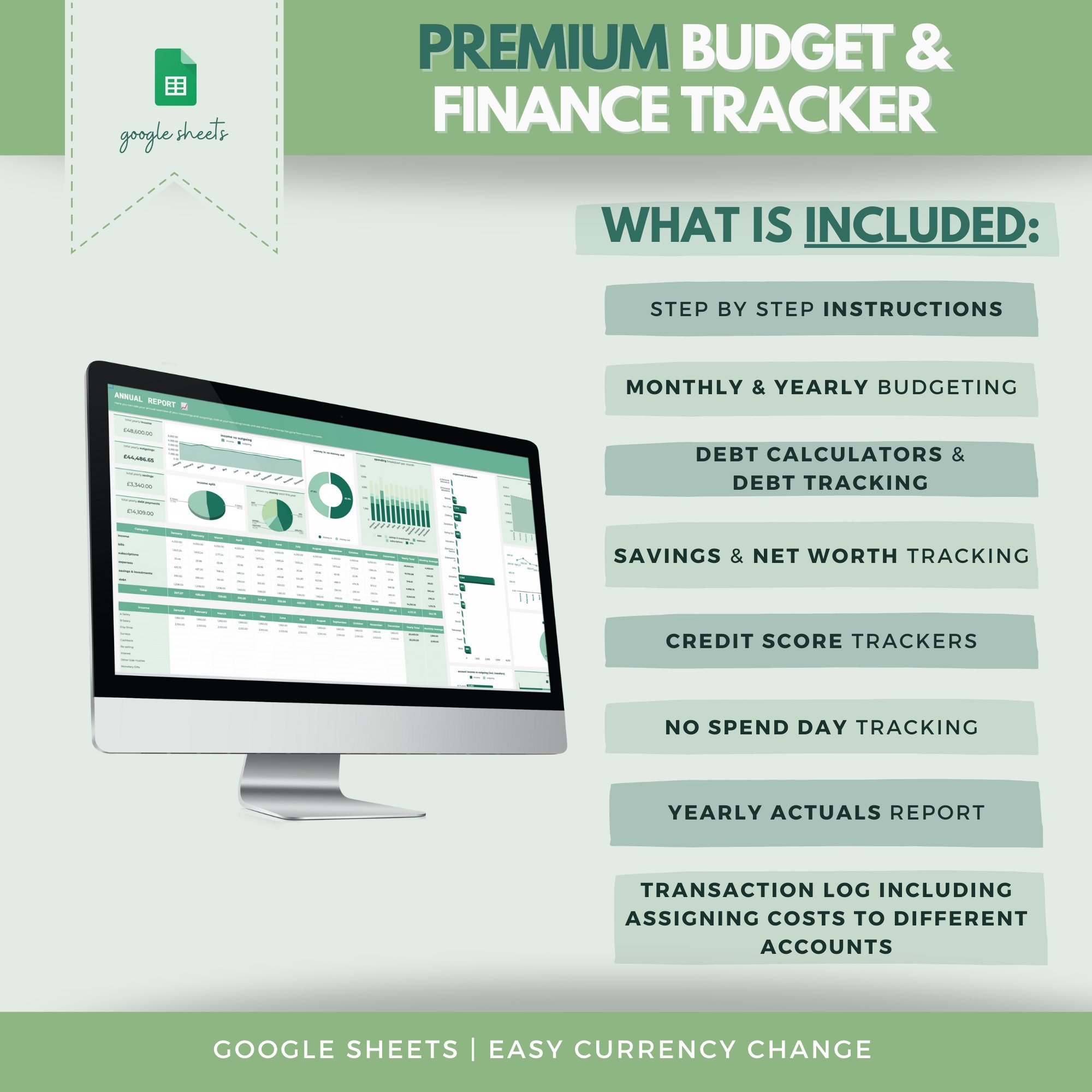 PREMIUM BUDGET & FINANCE Tracker | Budget Spreadsheet | Saving Tracker ...