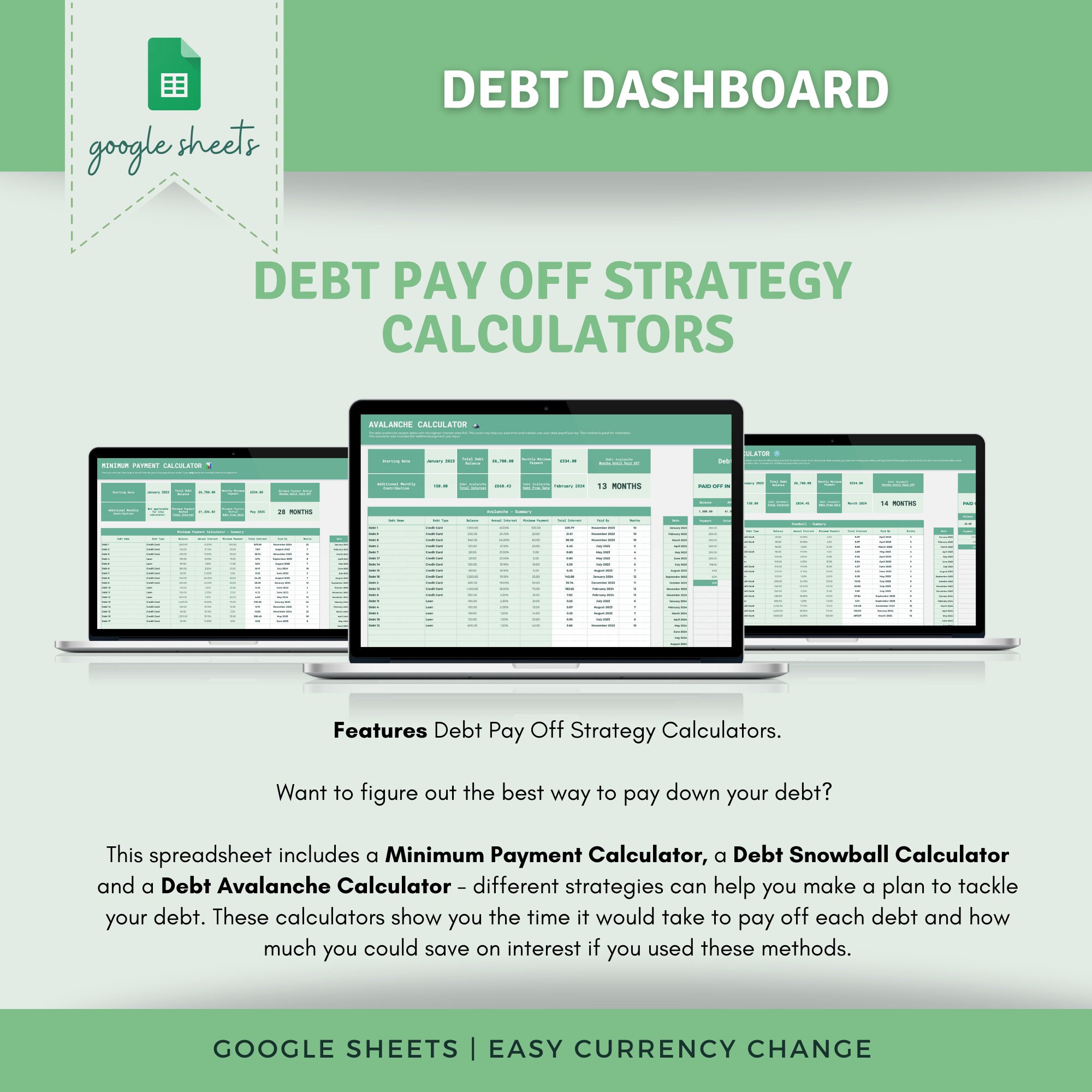 DEBT DASHBOARD Debt Pay off Tracker Debt Snowball - Etsy