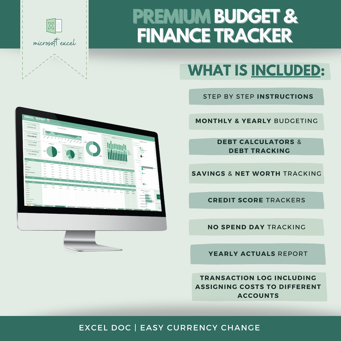 Excel PREMIUM BUDGET & FINANCE Tracker | Budget Spreadsheet | Saving ...