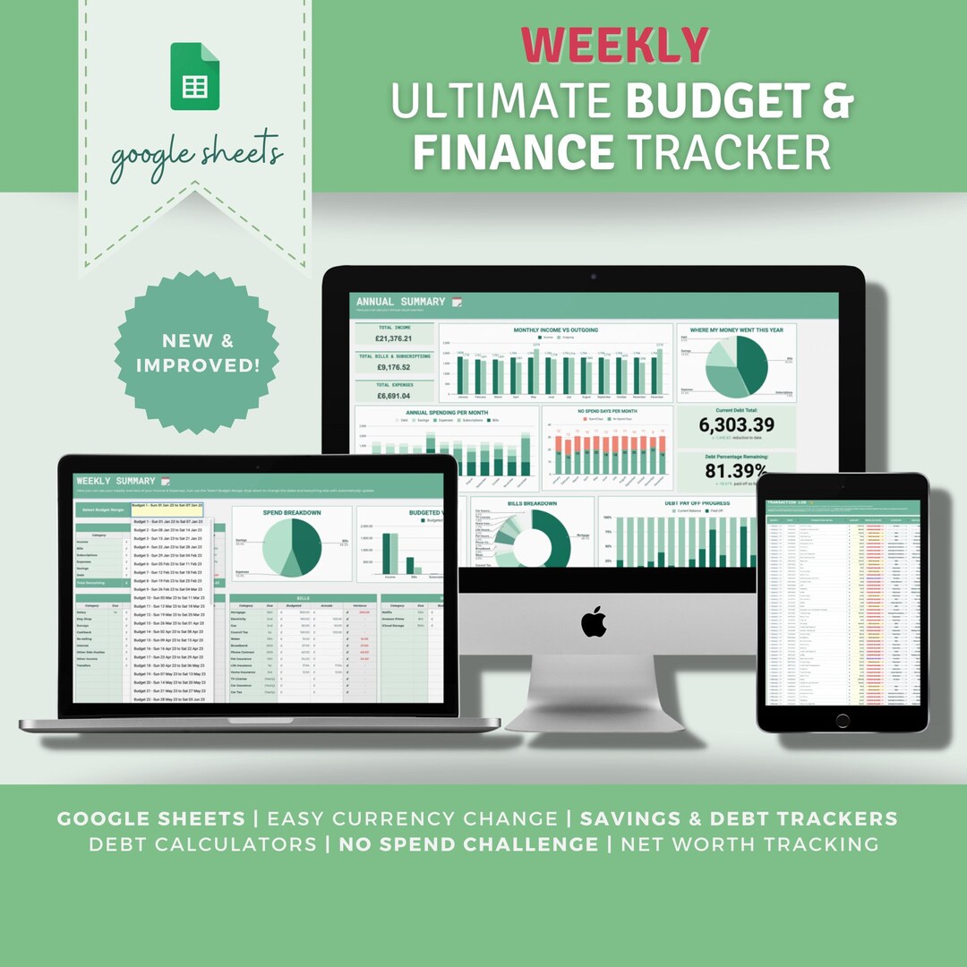 WEEKLY BUDGET & FINANCE Tracker | Budget Spreadsheet | Saving Tracker ...