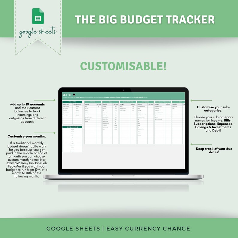 BIG BUDGET TRACKER | Budget Spreadsheet | Saving Tracker | Budget ...