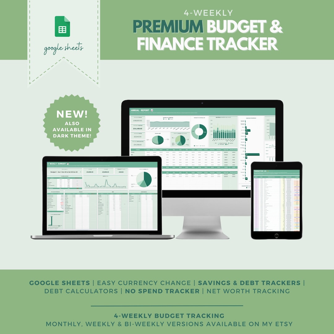 PREMIUM BUDGET & FINANCE 4-weekly Tracker | Budget Spreadsheet | Saving ...