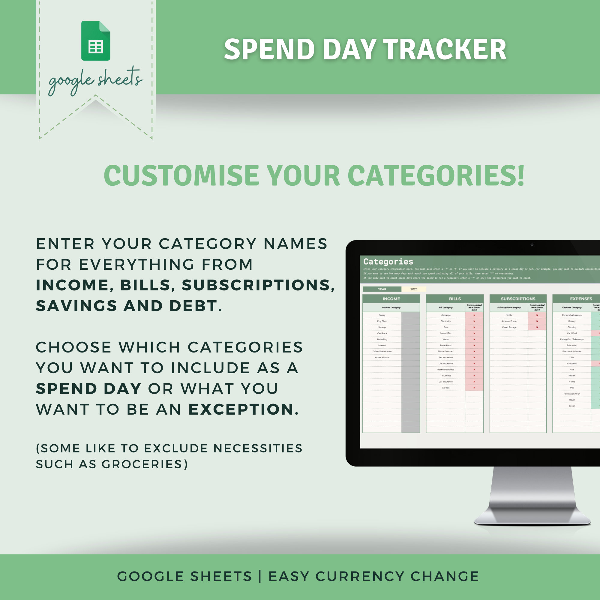 SPEND DAY Tracker & Expenses Log No Spend Day Tracker No Spend Day ...