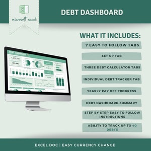 EXCEL DEBT DASHBOARD | Debt Pay off Tracker | Debt Snowball Calculator ...