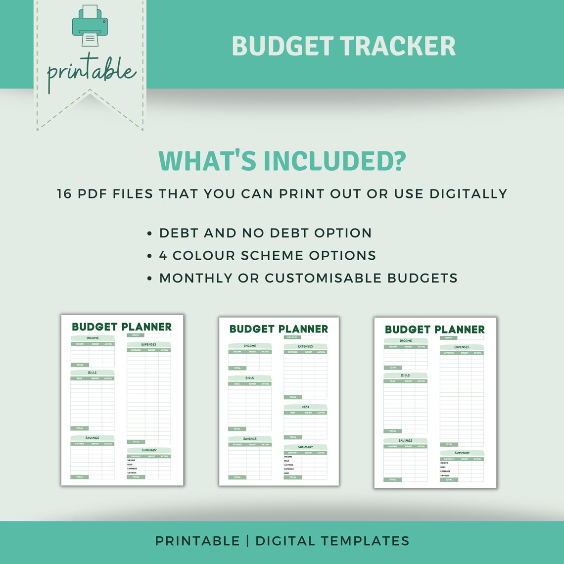 BUDGET PLANNER | Printable Budget Tracker | Budget Planner Printable ...