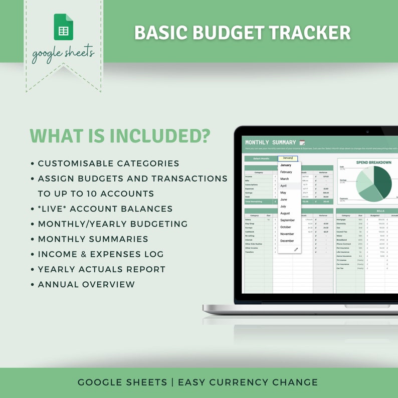 BASIC BUDGET TRACKER Budget Spreadsheet Annual Budgeting Zero Based ...
