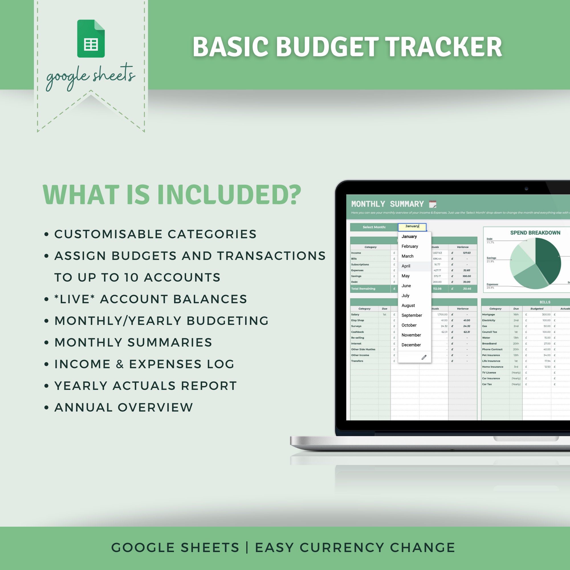 BASIC BUDGET TRACKER Budget Spreadsheet Annual Budgeting Zero Based ...