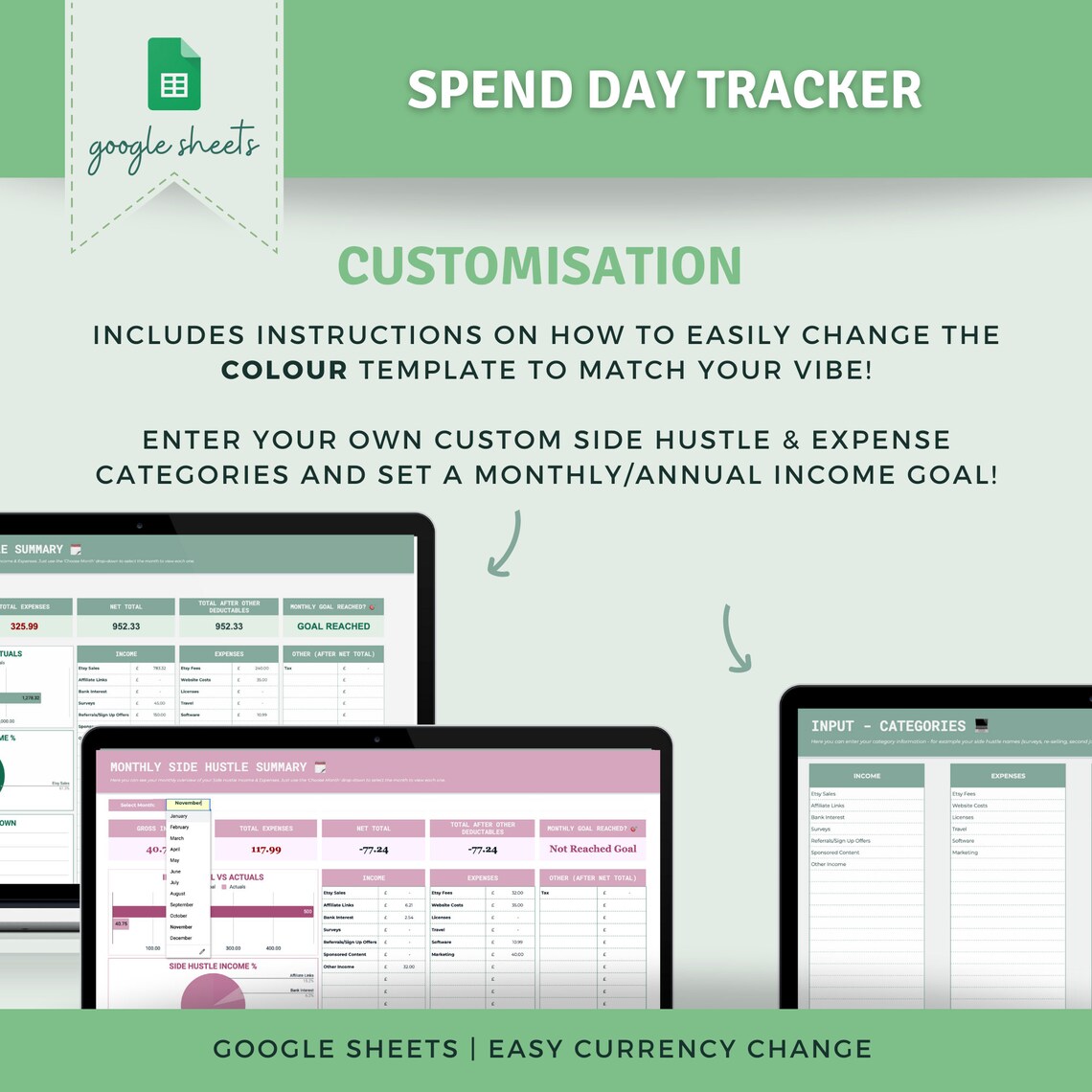 SIDE HUSTLE TRACKER | Google Sheets Side Hustle | Side Hustle ...