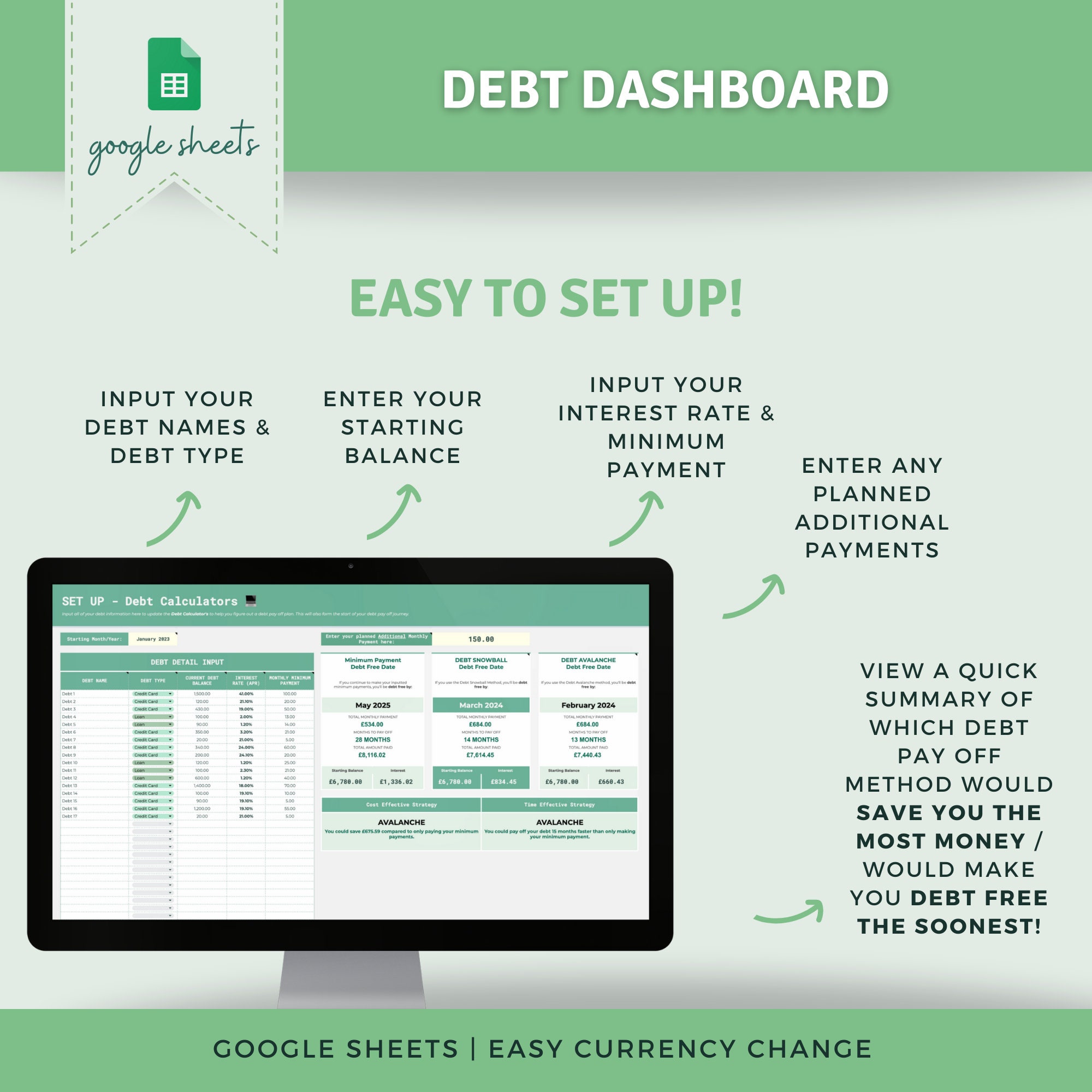 DEBT DASHBOARD Debt Pay off Tracker Debt Snowball - Etsy