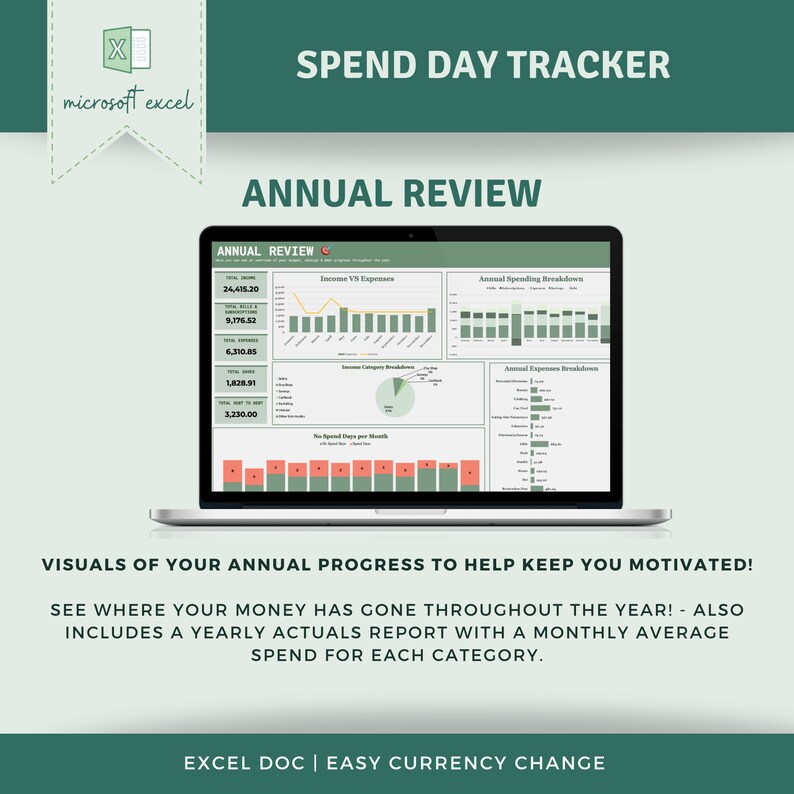 EXCEL SPEND DAY Tracker & Expenses Log Spending Spreadsheet No Spend ...