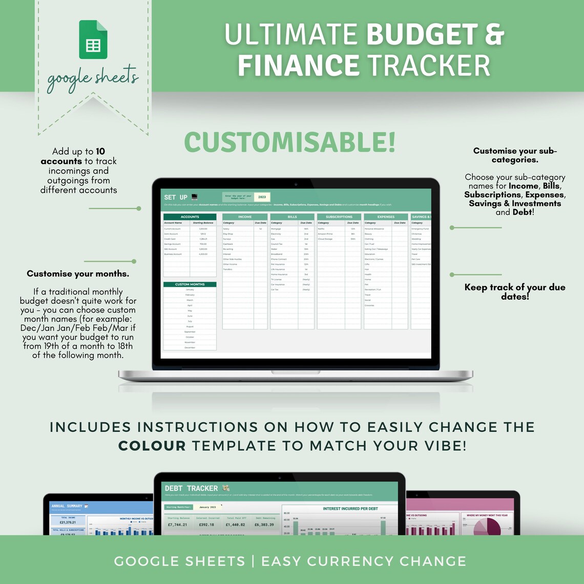 MONTHLY BUDGET & FINANCE Tracker Budget Spreadsheet Saving - Etsy