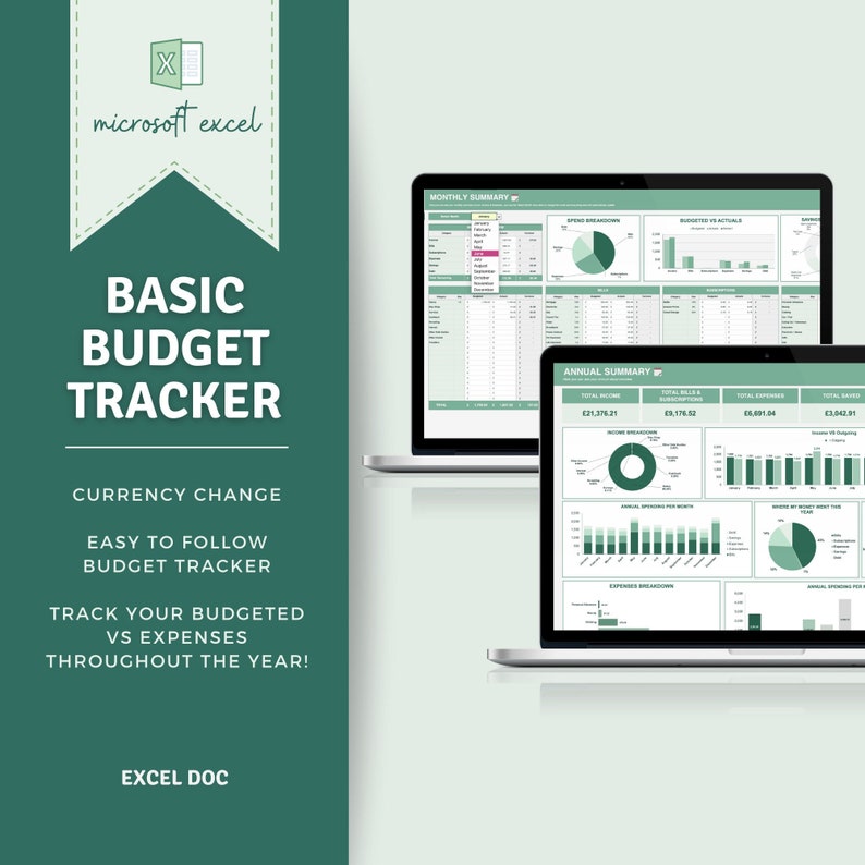 Excel BASIC BUDGET TRACKER Budget Spreadsheet Annual Budgeting Zero ...