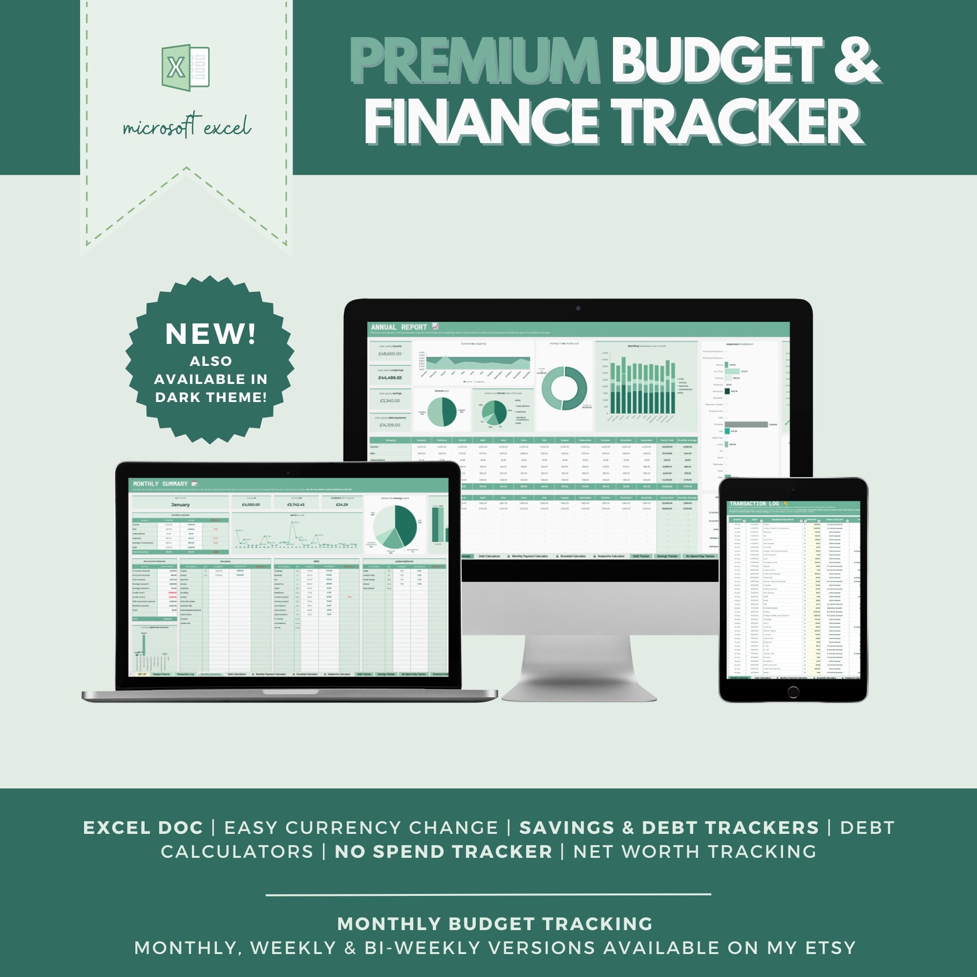 Excel PREMIUM BUDGET & FINANCE Tracker | Budget Spreadsheet | Saving ...