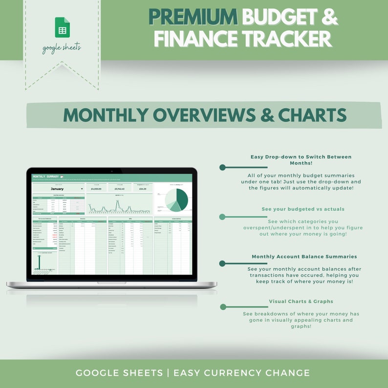 PREMIUM BUDGET & FINANCE Tracker | Budget Spreadsheet | Saving Tracker | Budgeting Tracker ...