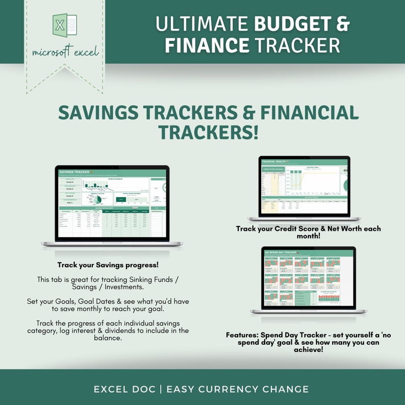 Excel MONTHLY BUDGET & FINANCE Tracker | Budget Spreadsheet | Saving ...