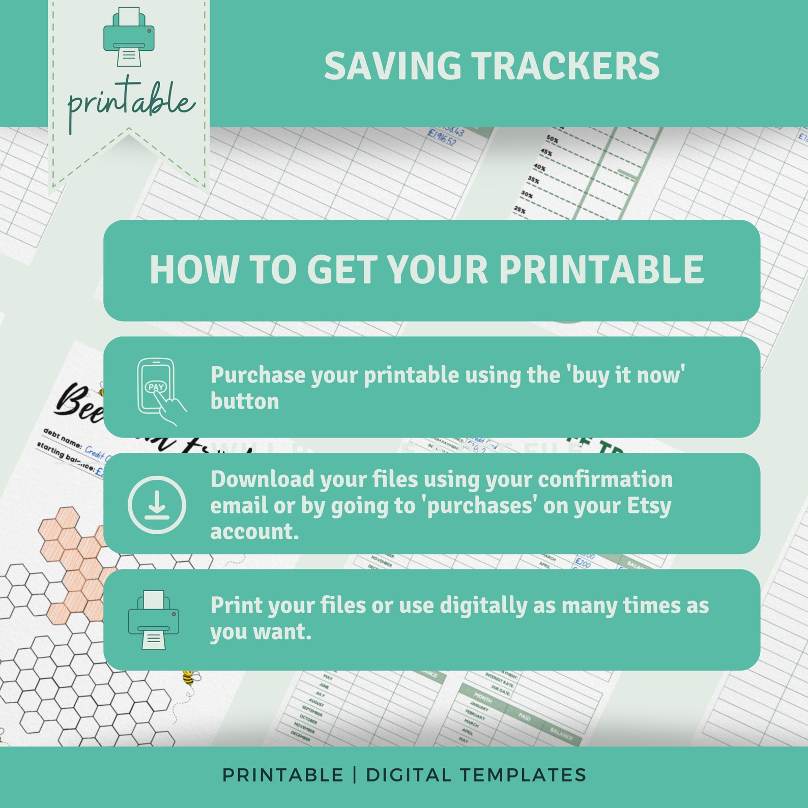SAVINGS TRACKER Printable Saving Tracker Saving Challenge Digital ...
