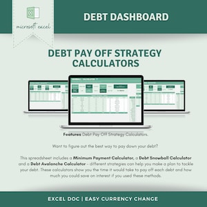 EXCEL DEBT DASHBOARD | Debt Pay off Tracker | Debt Snowball Calculator ...
