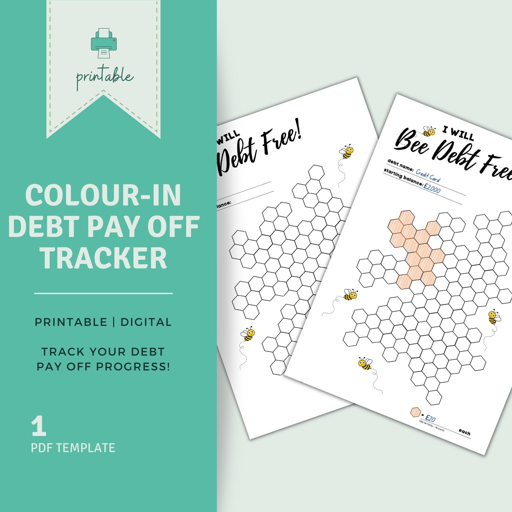 DEBT PAY OFF Tracker | Printable Debt Pay off Tracker | Colour in 100 ...