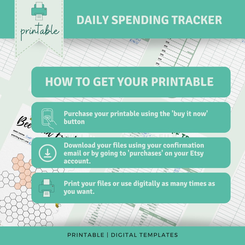 SPENDING TRACKER Printable Spending Log Transaction Log Digital ...
