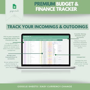 PREMIUM BUDGET & FINANCE Tracker | Budget Spreadsheet | Saving Tracker ...