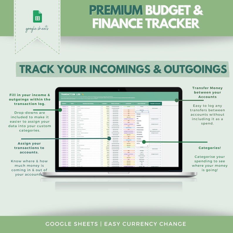 PREMIUM BUDGET & FINANCE Tracker | Budget Spreadsheet | Saving Tracker ...