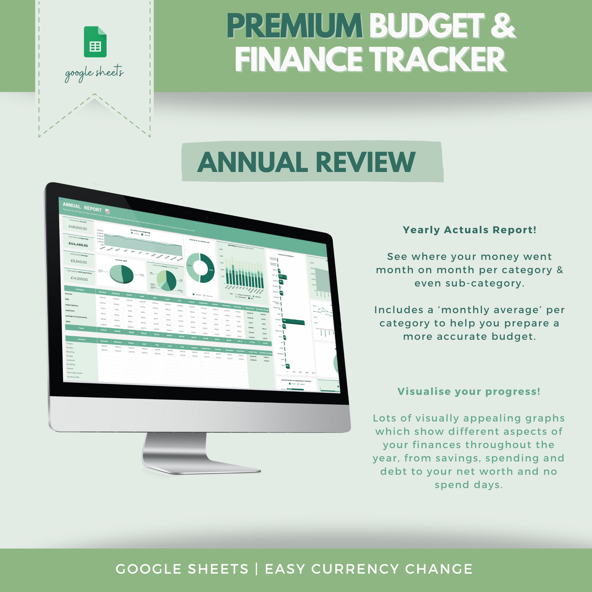 PREMIUM BUDGET & FINANCE Bi-weekly Tracker Budget Spreadsheet Saving ...