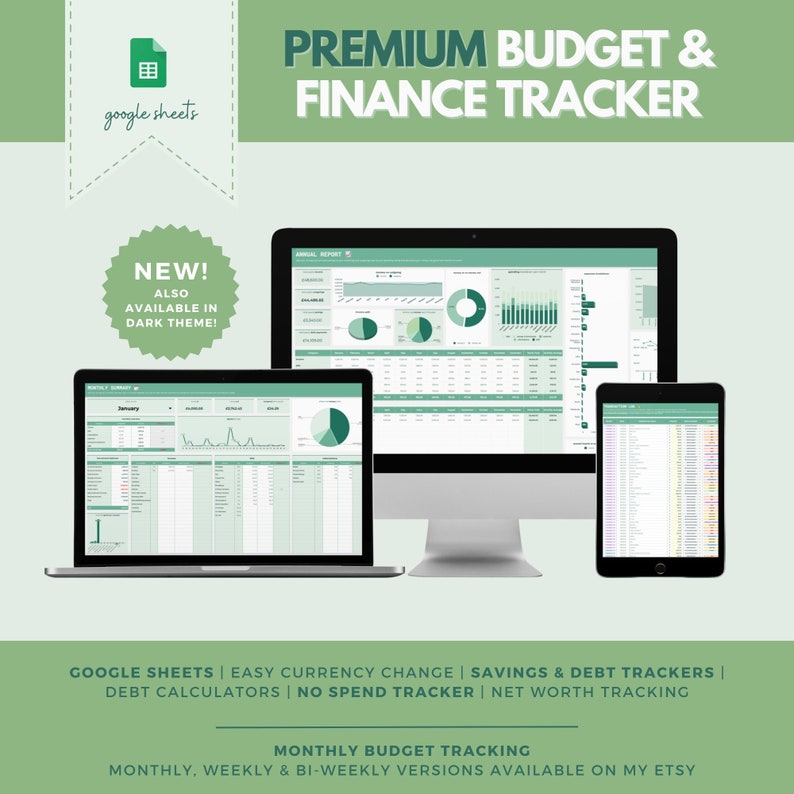 PREMIUM BUDGET & FINANCE Tracker | Budget Spreadsheet | Saving Tracker ...