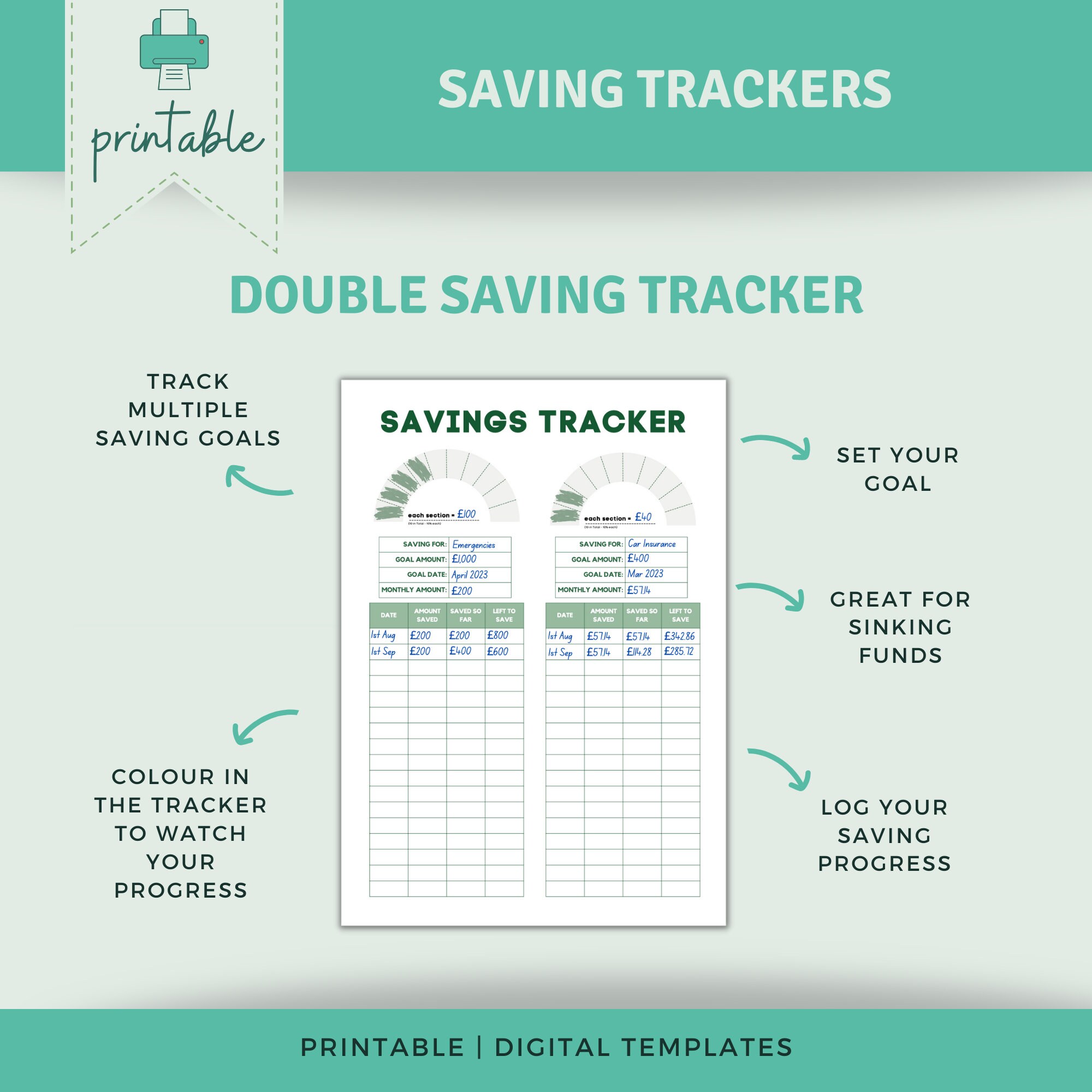 SAVINGS TRACKER Printable Saving Tracker Saving Challenge Digital ...