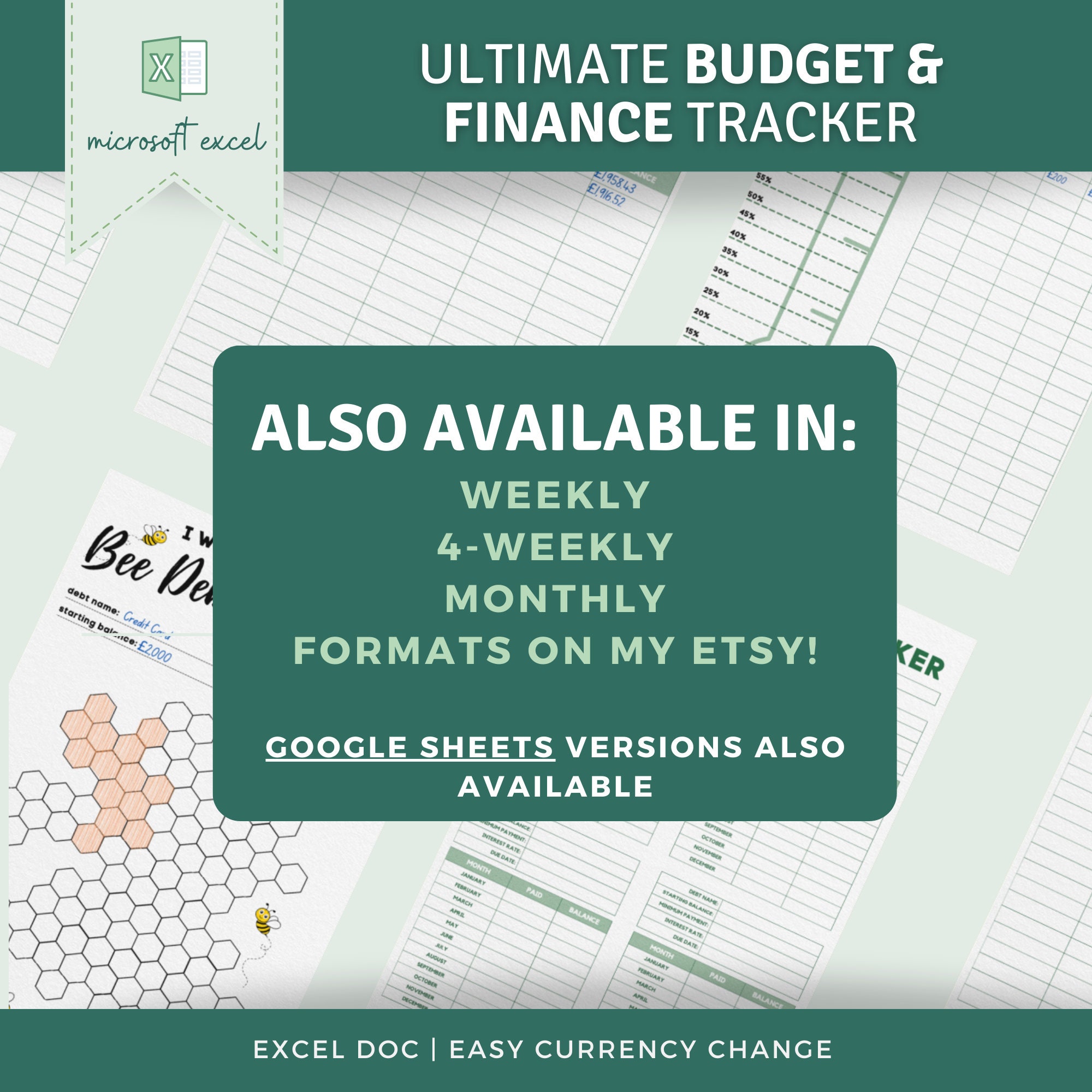 Excel BIWEEKLY BUDGET & FINANCE Tracker Budget Spreadsheet Saving ...